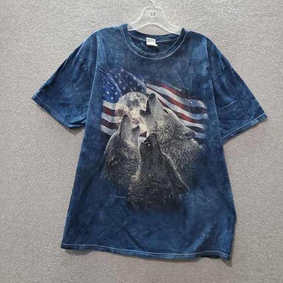 Gildan | Shirts | Howling Wolves Usa Flag Men Tshirt Xl Blue Tie Dye ...